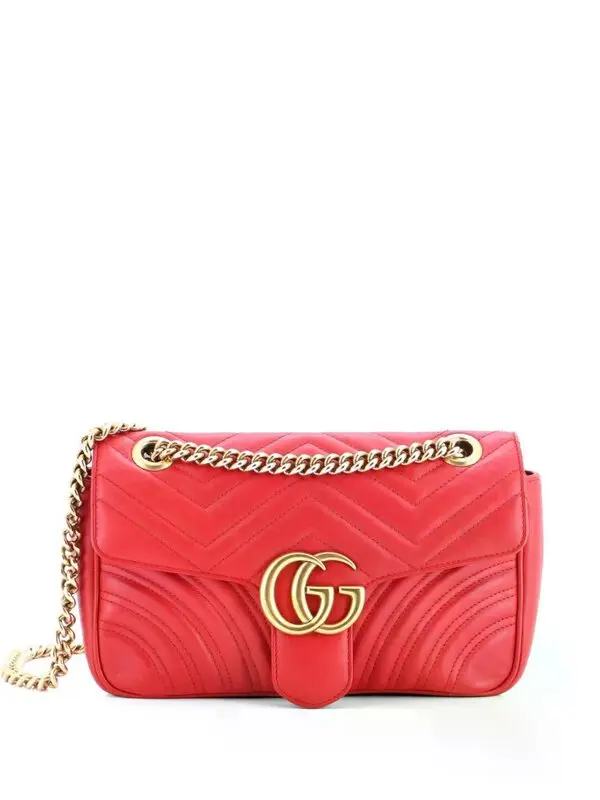 Gucci Gg Marmont Flap Bag Matelasse Leather Medium Shoulder Bag