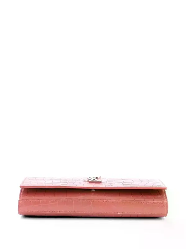 Saint Laurent Classic Monogram Wallet On Chain Crocodile Embossed Leather Small Crossbody Bag