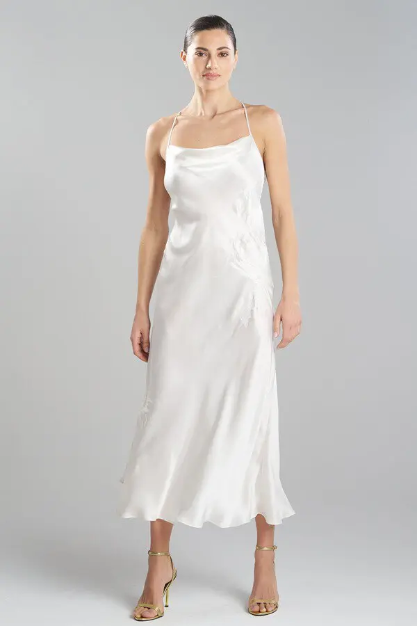 Natori Bridals Dream Embroidered Silk Slip Dress - White