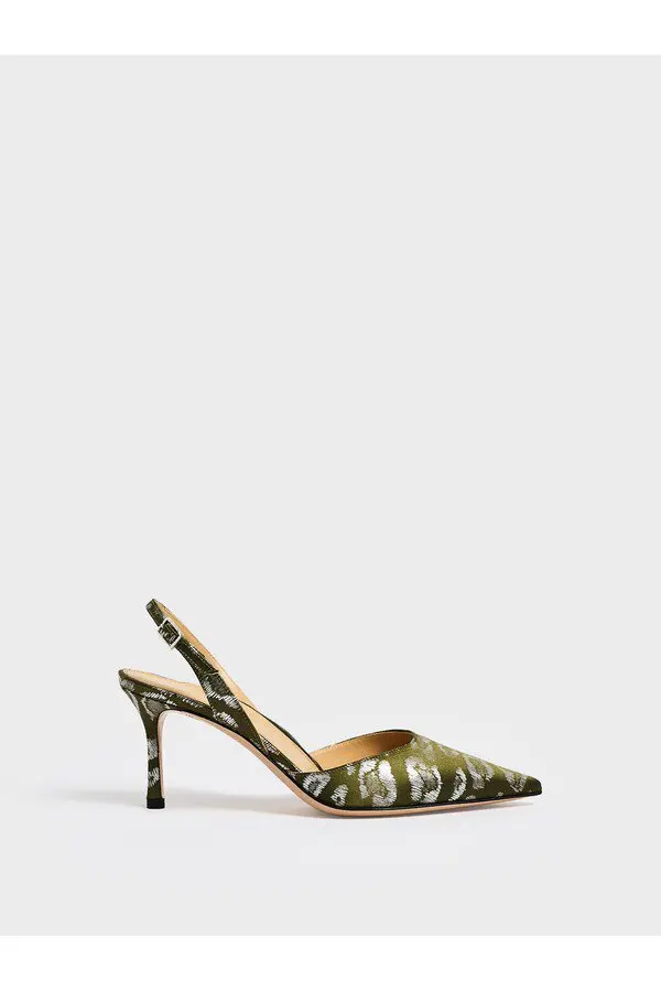 Marion Parke Classic Leopard Slingback 70 - Green