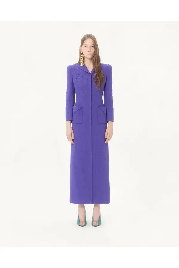 Valentino Garavani Embroidered Cady Satin Coat - Purple