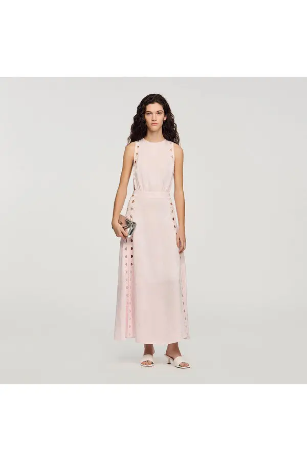 Sandro Flower Jacquard Maxi Dress - Pink