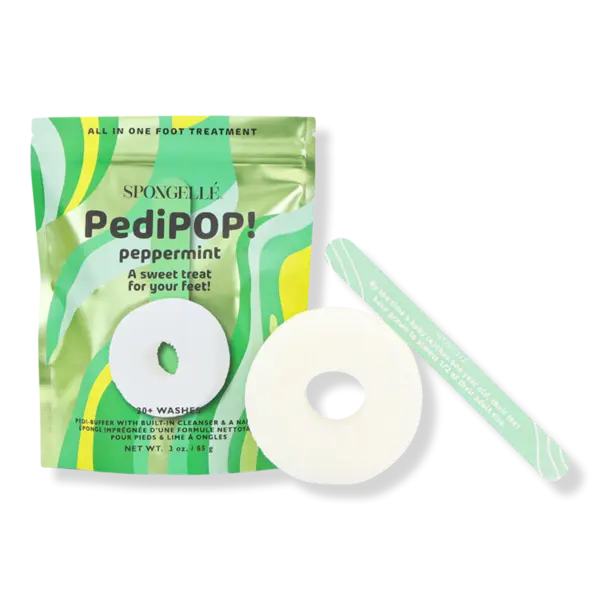 SPONGELLE Pedipop! Pedi Buffer & Nail File | All-in-one Pedi Treatment - Peppermint