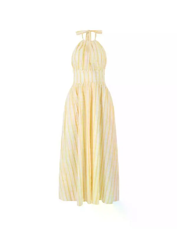 Rosie Assoulin Halter Check Midi Dress - Yellow