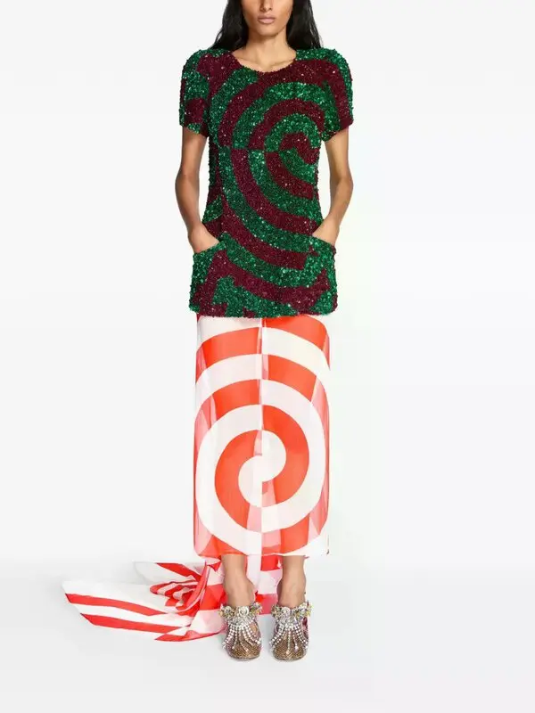 Dries Van Noten Printed Silk Maxi Skirt