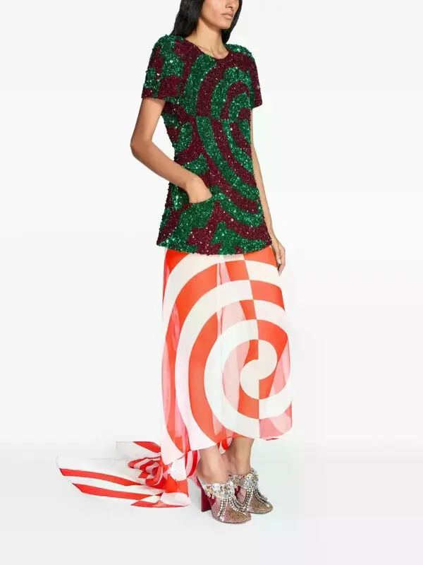 Dries Van Noten Printed Silk Maxi Skirt