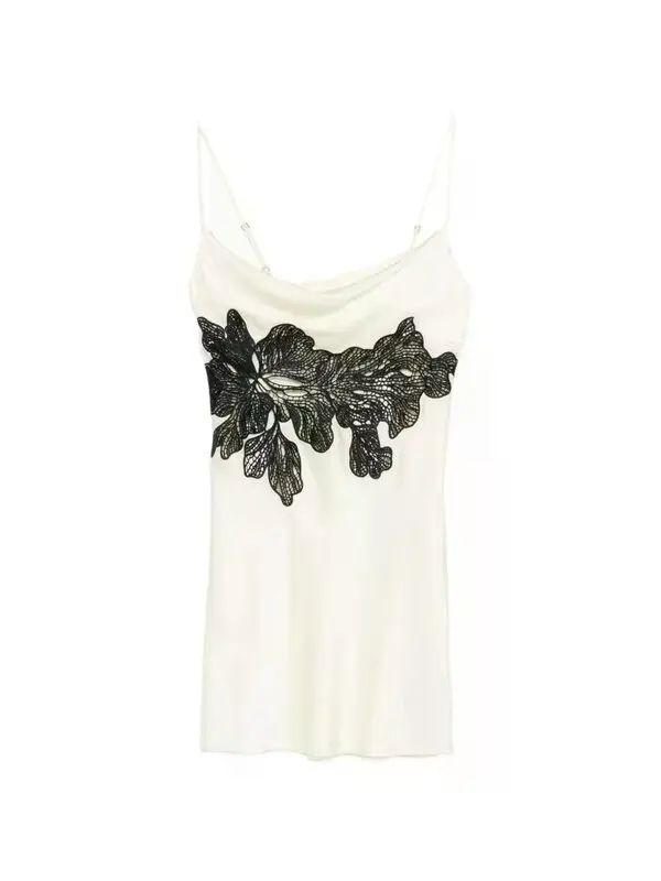 Patrizia Pepe Lace-detail Mini Dress - Neutrals