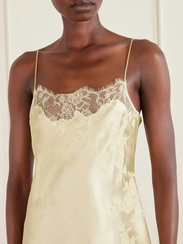 Carine Gilson Lace-trimmed Silk-satin Slip
