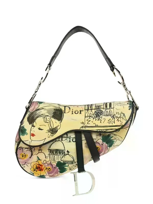 Dior 2005 Abstract-pattern Shoulder Bag - Neutrals