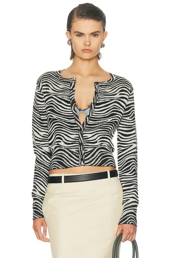 Sprwmn Baby Cashmere Cardigan Sweater - Zebra