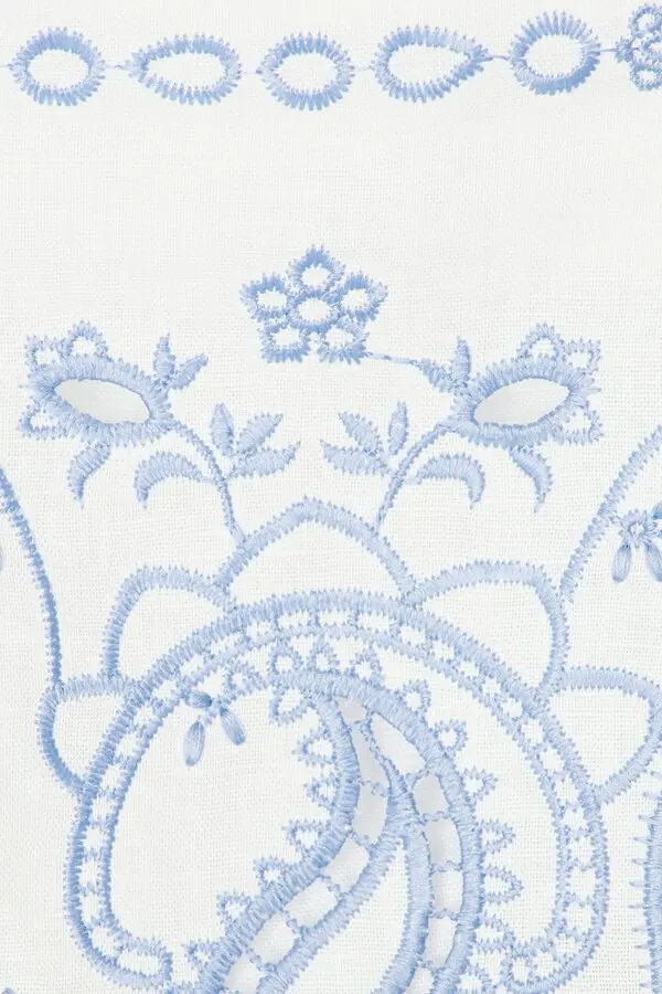 SELF-PORTRAIT Embroidered Linen Top - White
