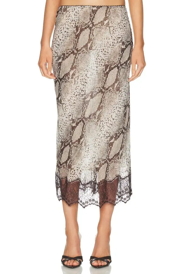Ronny Kobo Birva Skirt - Snake Print Natural Multi