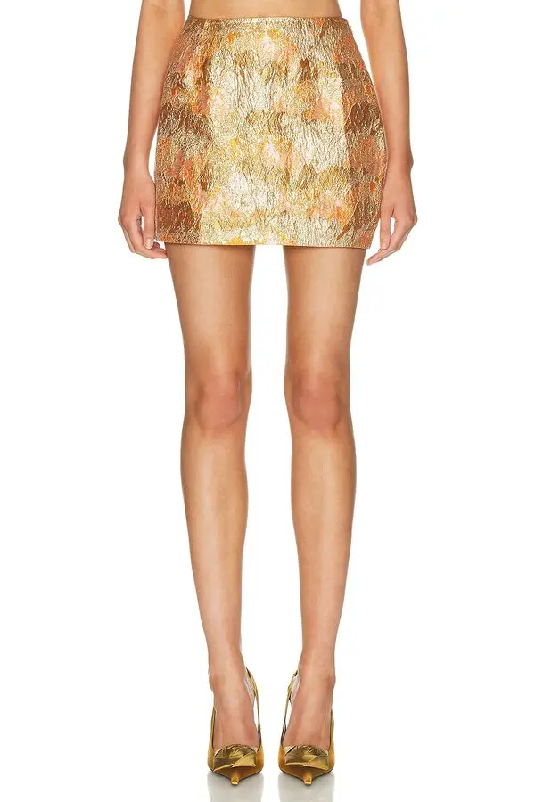 Renggli Brocade Mini Skirt In Orange - Nectar