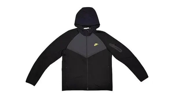 Nike Sportswear Tech Fleece Windrunner Full Zip Hoodie - Black/dark Smoke Grey/neon Yellow