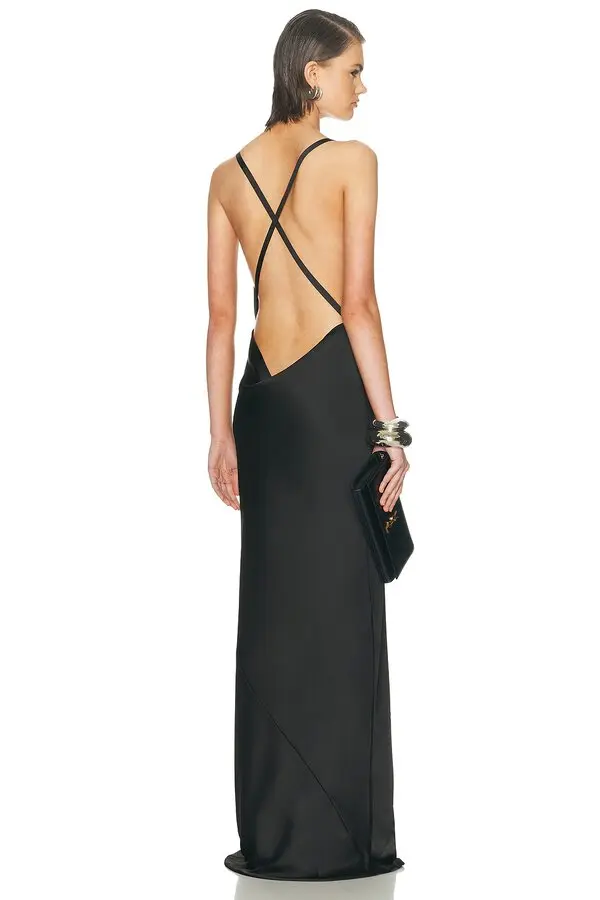 Norma Kamali Cross Back Bias Gown - Black