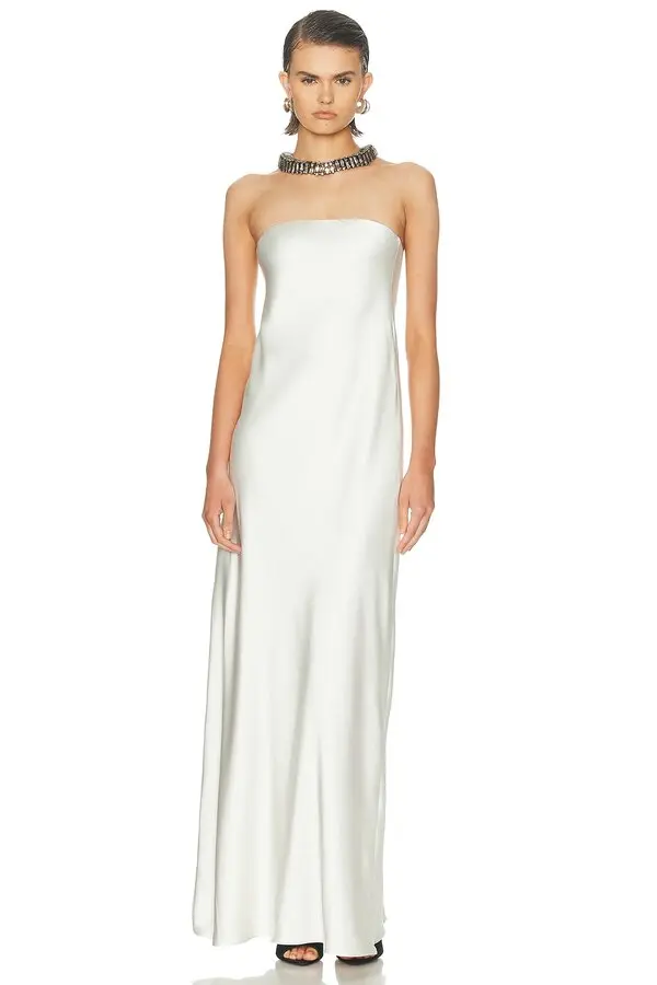 Norma Kamali Bias Strapless Gown - Porcelain