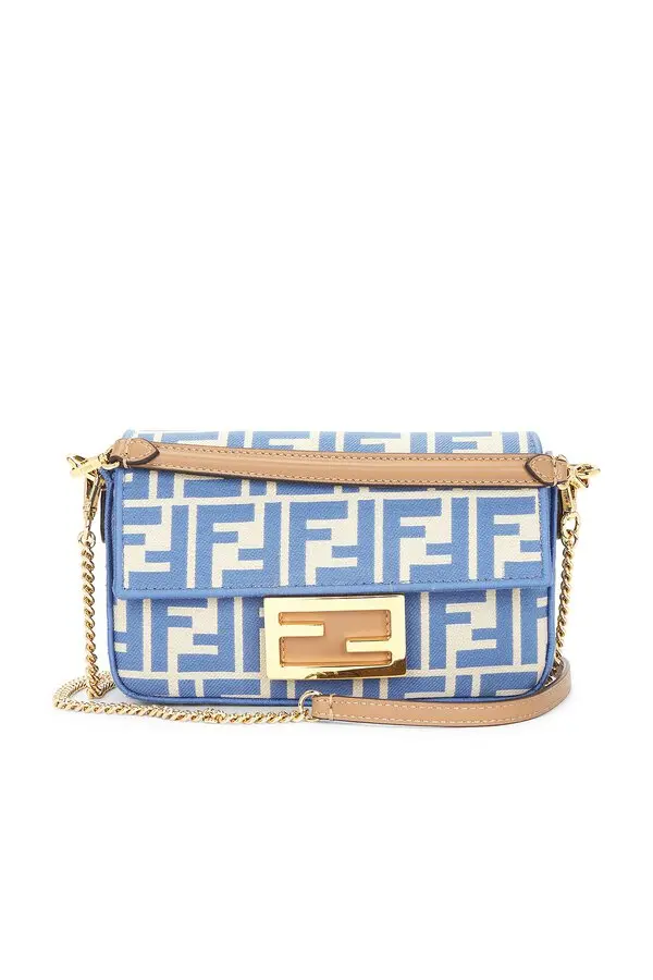 Fendi Zucca Baguette Shoulder Bag - Blue