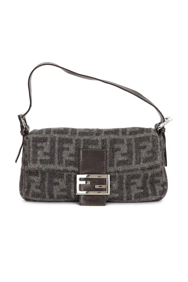 Fendi Zucca Baguette Shoulder Bag - Grey
