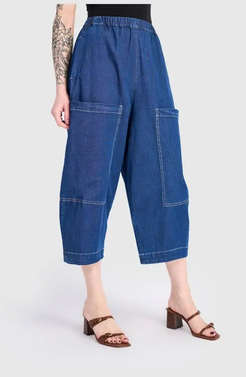 Alembika Bold Barrel Capri Pants - Denim