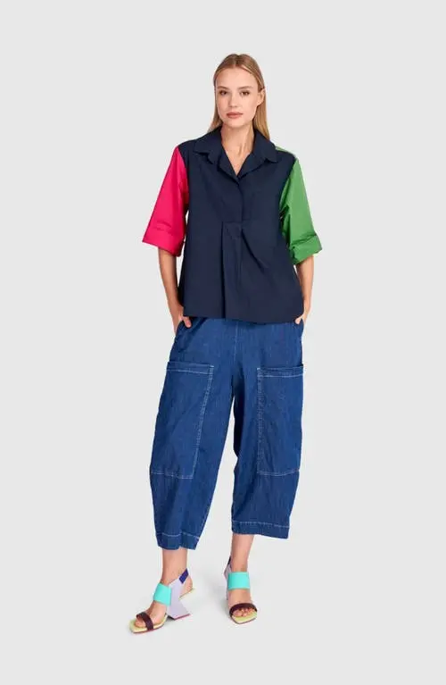Alembika Bold Barrel Capri Pants - Denim