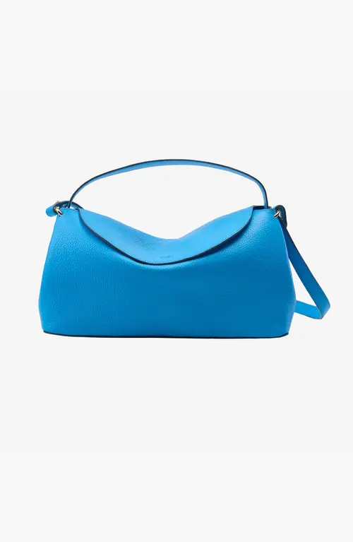 TUSK Ani Satchel In Italian Pebble Grain Leather - Azure