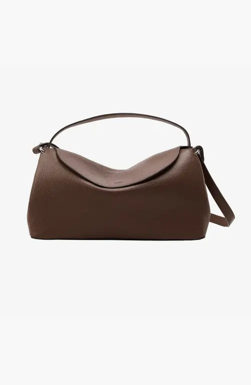 TUSK Ani Satchel In Italian Pebble Grain Leather - Espresso