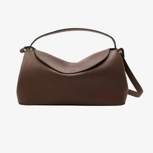 TUSK Ani Satchel In Italian Pebble Grain Leather - Espresso