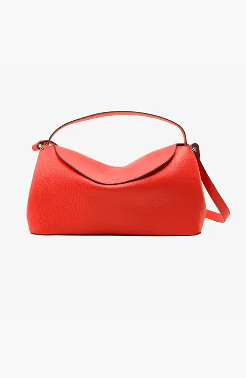 TUSK Ani Satchel In Italian Pebble Grain Leather - Orange