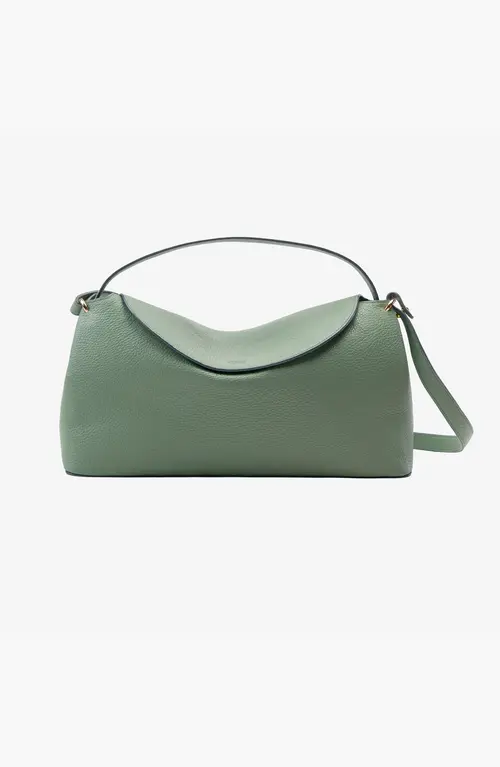 TUSK Ani Satchel In Italian Pebble Grain Leather - Sage