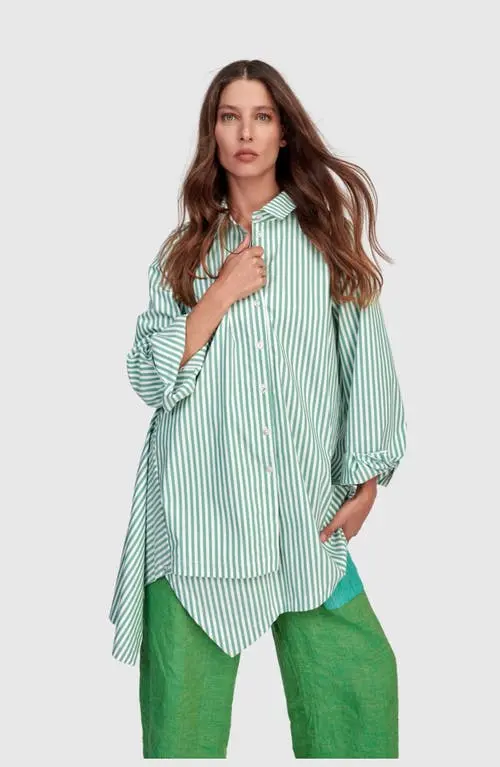 Alembika Striped Tunic Shirt - Green