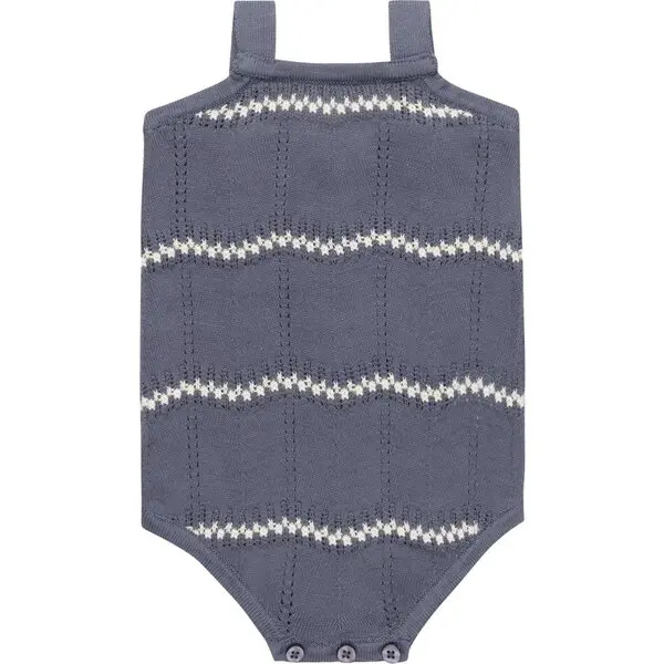 ELY'S & CO. Wave Knit Romper - Blue/ivory