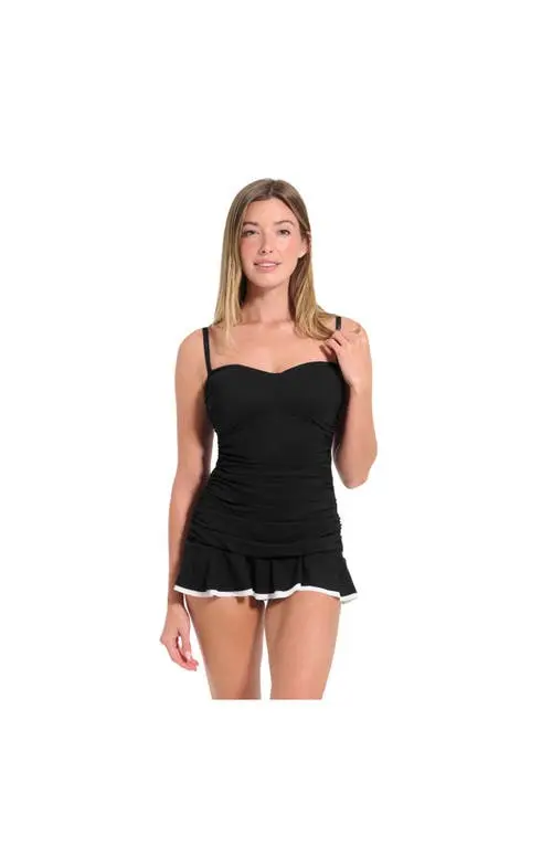 GOTTEX Sweetheart Ruched Swimdress - Black