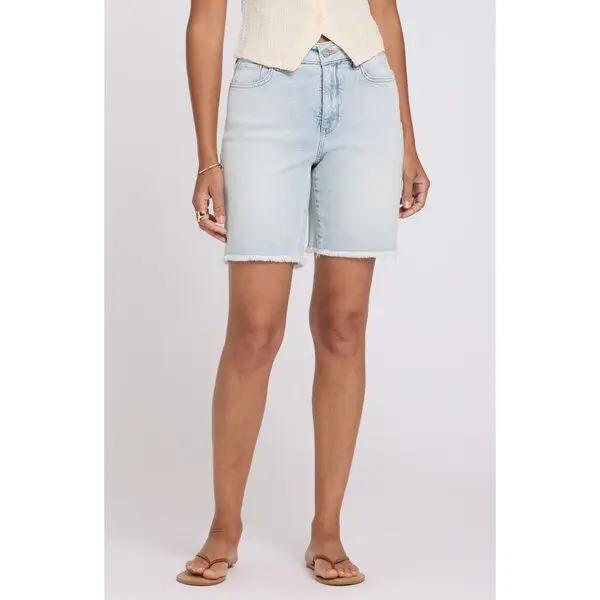 NYDJ Erin High Waist Raw Hem Denim Shorts - Desert Shoreline