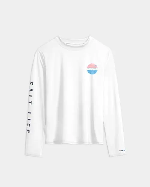 SALT LIFE Coral Life Flag Performance Long Sleeve Tee - White