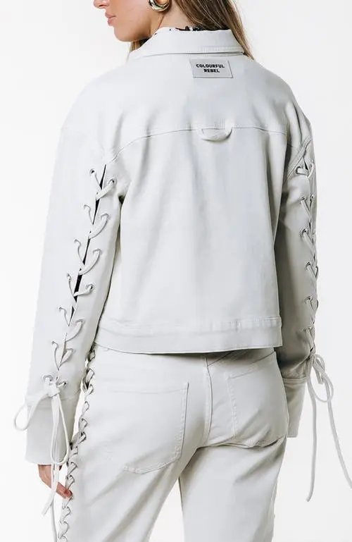 COLOURFUL REBEL Olaine Braided Sleeve Denim Blouse