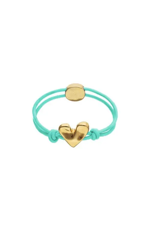 UNODE50 Turquoise Elastic Thread Bracelet With 18k -plated Heart - Gold