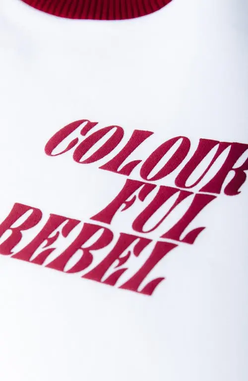 COLOURFUL REBEL Logo Contrast Ribbed Sweatshirt - White