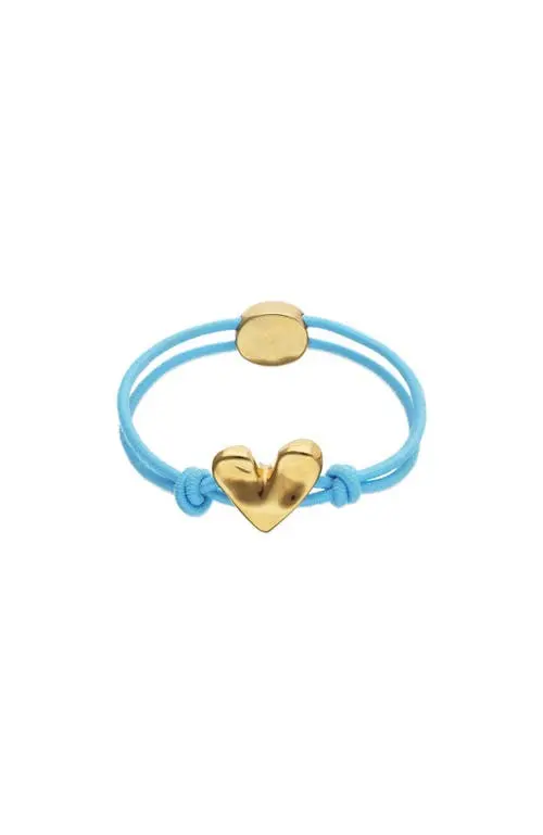 UNODE50 Blue Elastic Thread Bracelet With 18k -plated Heart - Gold