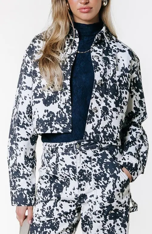 COLOURFUL REBEL Olle Cow Cropped Worker Blouse - Blue