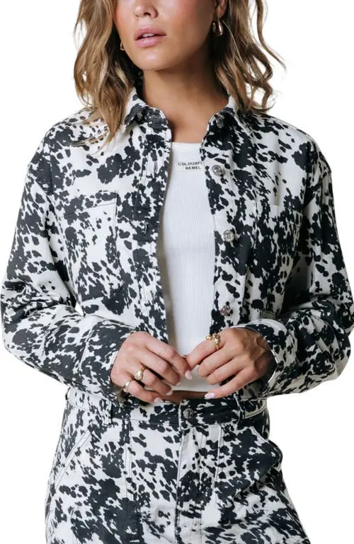 COLOURFUL REBEL Olle Cow Cropped Worker Blouse