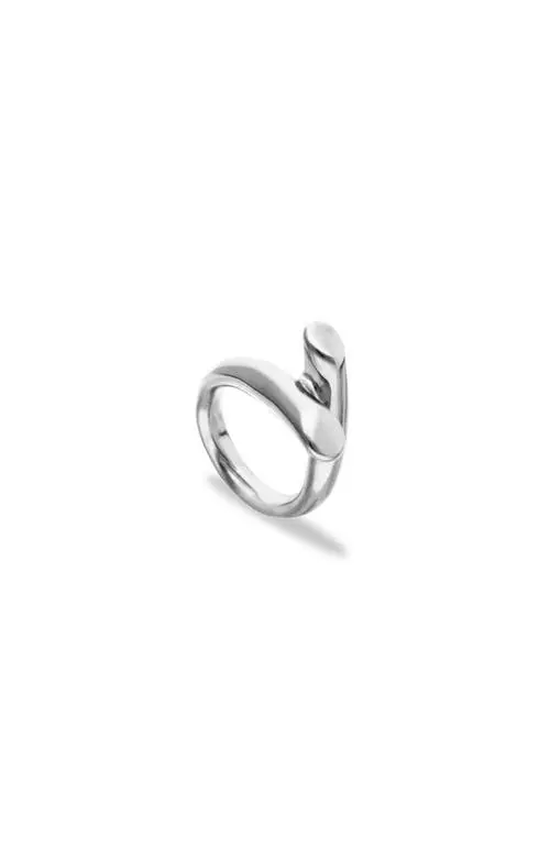UNODE50 Sterling Plated Ring In The Shape Of Tubes - Silver