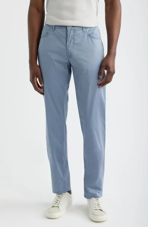 BRAX Cadiz Ultralight Straight Leg Stretch Cotton Pants - Smoke Blue