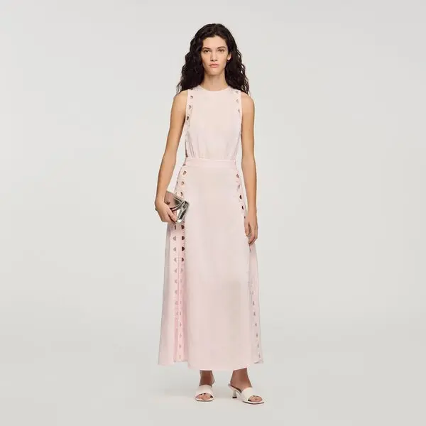 Sandro Flower Jacquard Maxi Dress - Pink