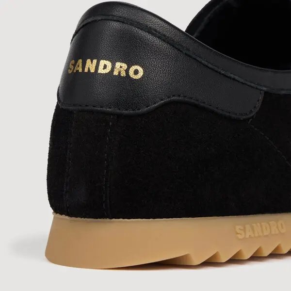 Sandro Leather And Suede Low-top Sneakers - Black