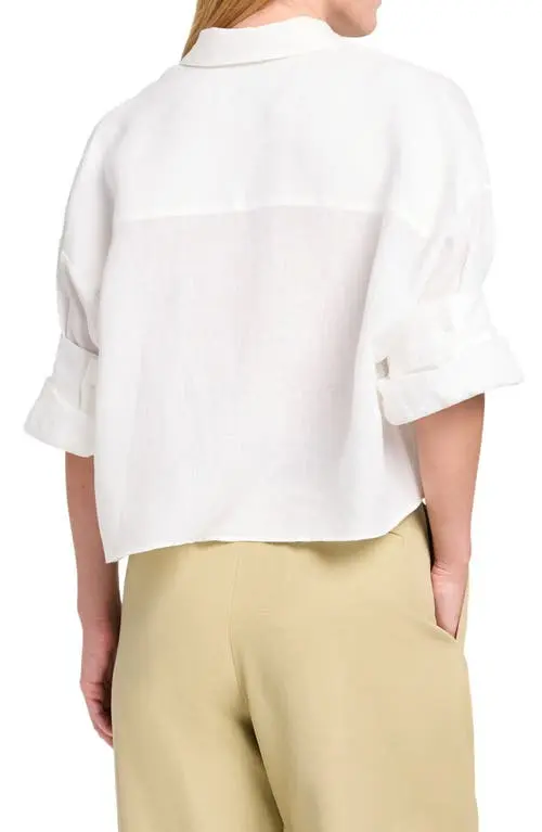 TWP Next Ex Crop Linen Button-up Shirt - White