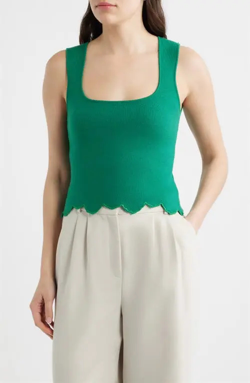 Deluc Ithaca Embroidered Scallop Hem Tank - Green
