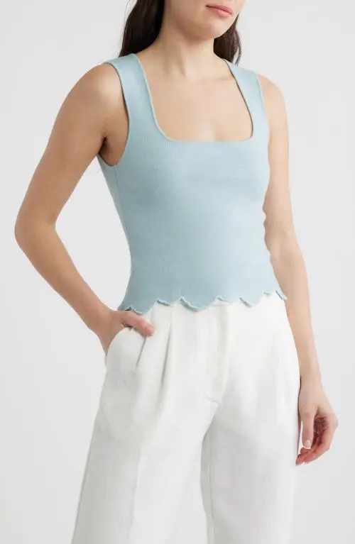 Deluc Ithaca Embroidered Scallop Hem Tank - Light Blue