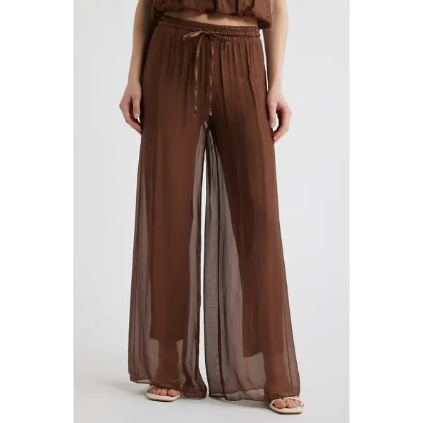 Deluc Strada Wide Leg Drawstring Pants - Chocolate
