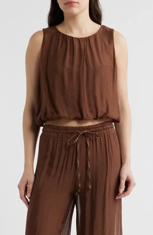 Deluc Strada Bubble Sleeveless Top - Chocolate