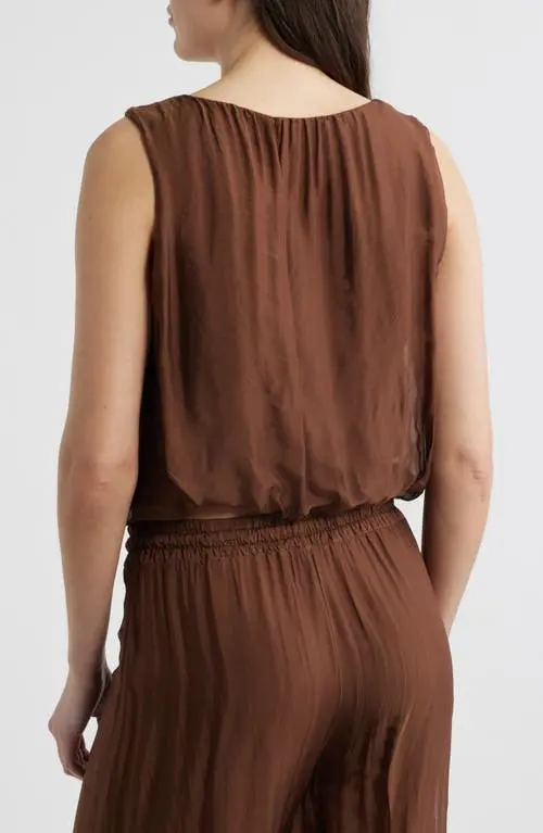 Deluc Strada Bubble Sleeveless Top - Chocolate